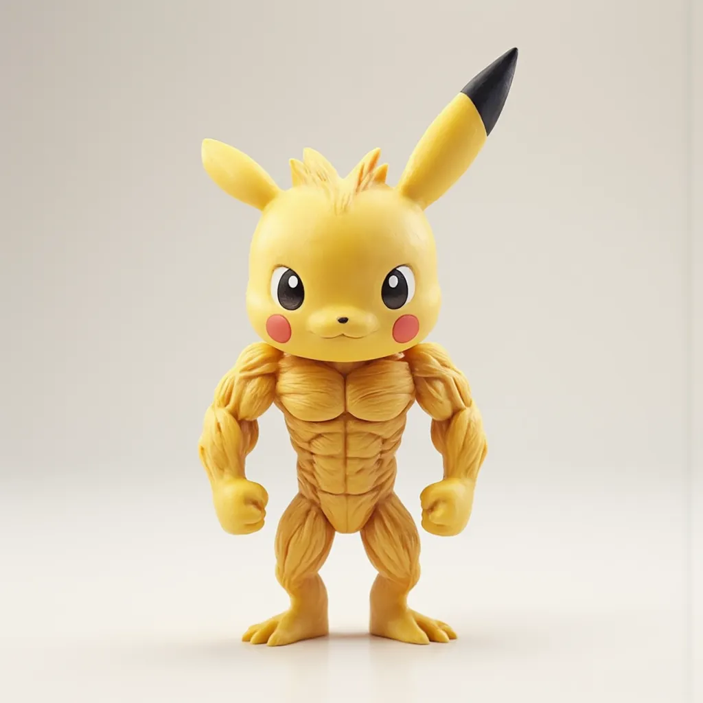 Muscular Pikachu Figure Anime Cartoon AI Image Generated by iCreat AI