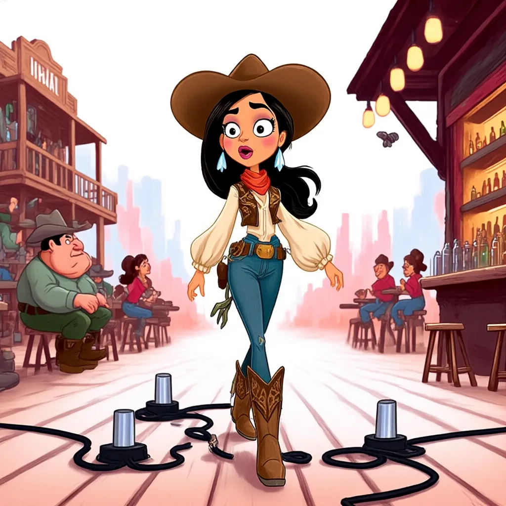 Animated Cowgirl In Western Town AI Image Generated by iCreat AI