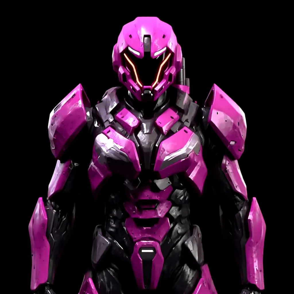 Pink Combat Armor Black Digital Art AI Image Generated by iCreat AI