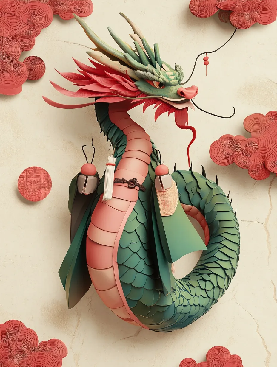 Chinese Paper-Cut Dragon dragon illustration AI Image Generated by ...